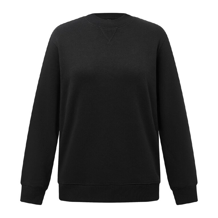 H&H Women's Classic Crew Sweatshirt Black | The Warehouse