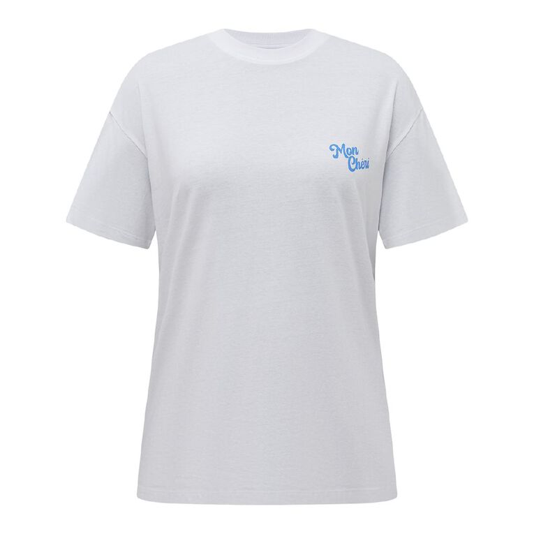 H&H Women's Essential Boyfriend Graphic Tee White MON CHERI | The Warehouse