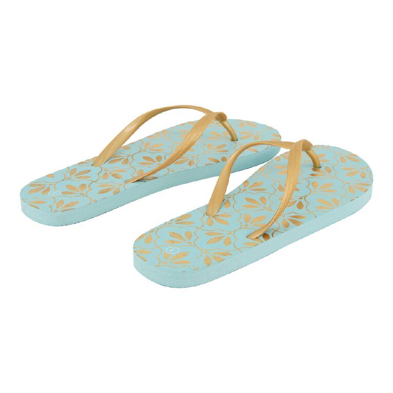 H&H Women's Recycled Printed Jandals Blue Light | The Warehouse
