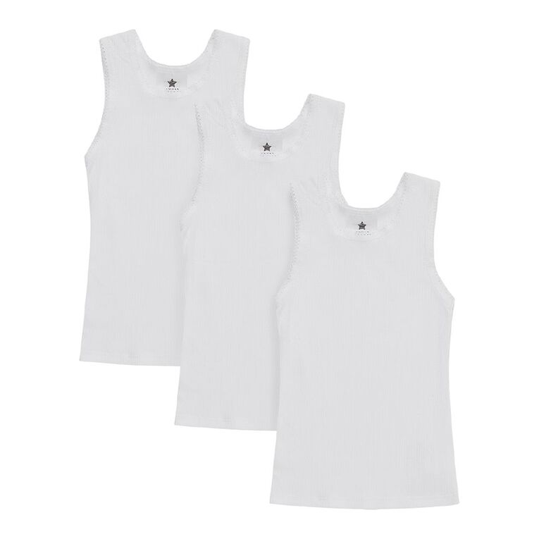 Young Original Baby Singlets 3 Pack White | The Warehouse