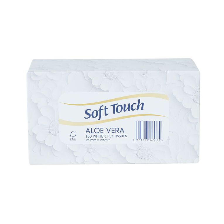 Soft Touch Aloe Vera Facial Tissues 3-ply 150 Pack | The Warehouse