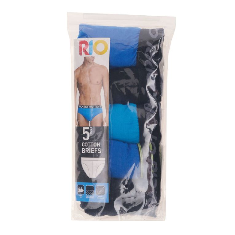 Rio Men's Briefs 5 Pack Black/Blue | The Warehouse