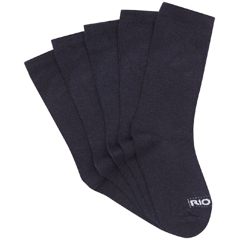 Rio Kids' School Crew Socks 5 Pack Navy | The Warehouse
