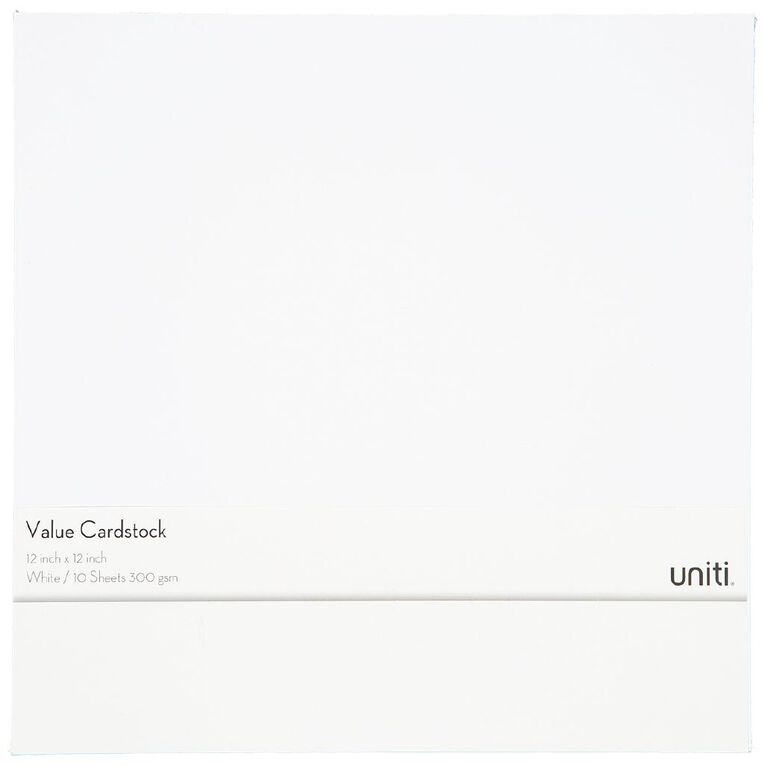 Uniti Value Cardstock 300gsm 10 Pack White 12in x 12in White | The ...