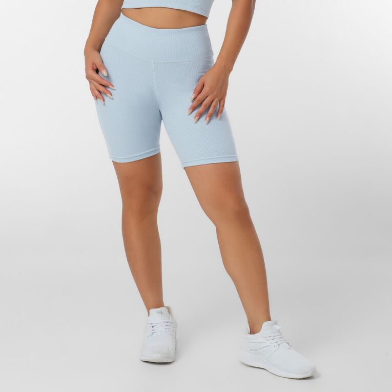 Active Intent Women's Rib Bike Shorts Blue Light | The Warehouse