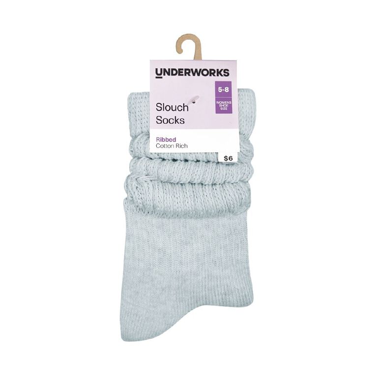 Underworks Women's Slouch Sock 1 Pack Grey Light | The Warehouse