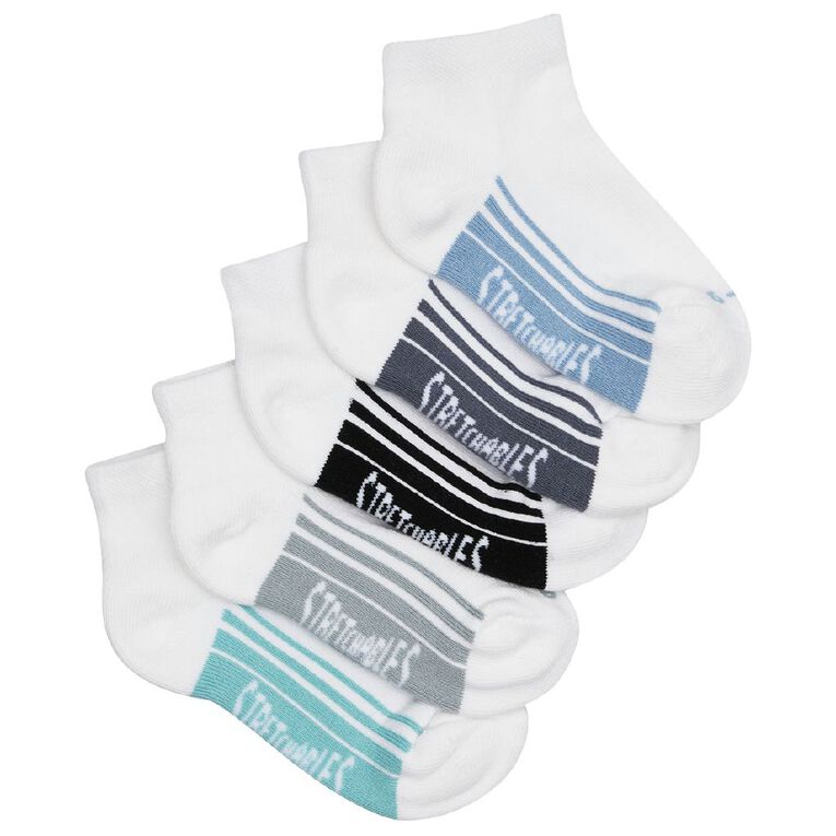 Rio Boys' Stretchable Low Cut Socks 5 Pack White | The Warehouse