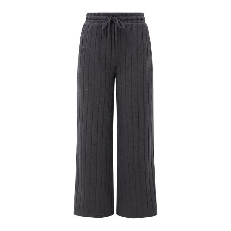 H&H Women's Wide Leg Rib Pants Grey Dark | The Warehouse