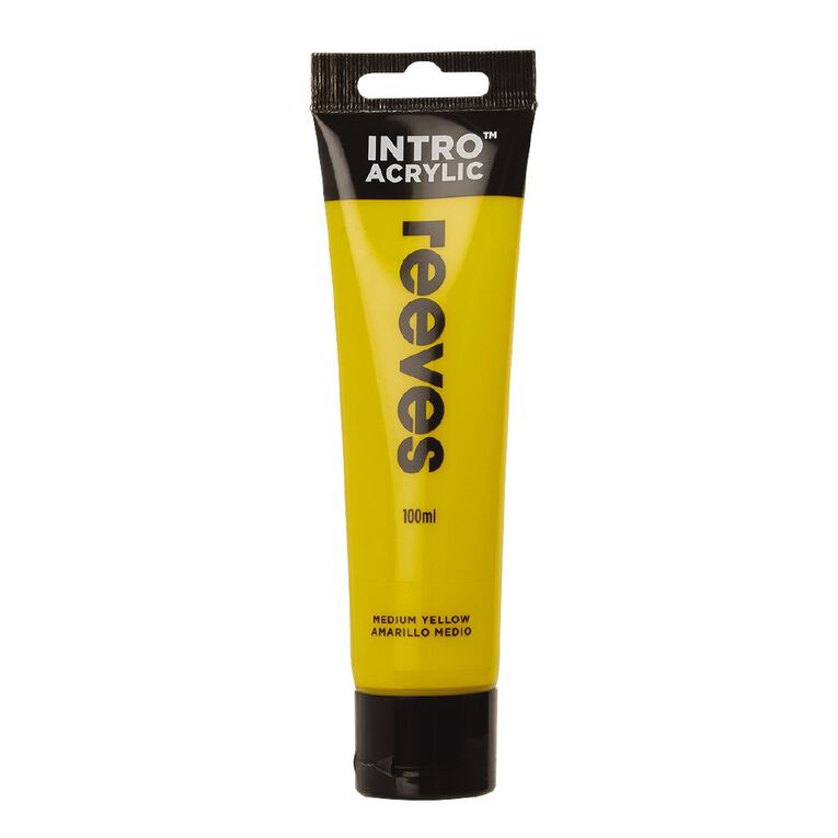 Reeves Intro Acrylic Paint Medium Yellow 100ml Yellow Mid | The Warehouse