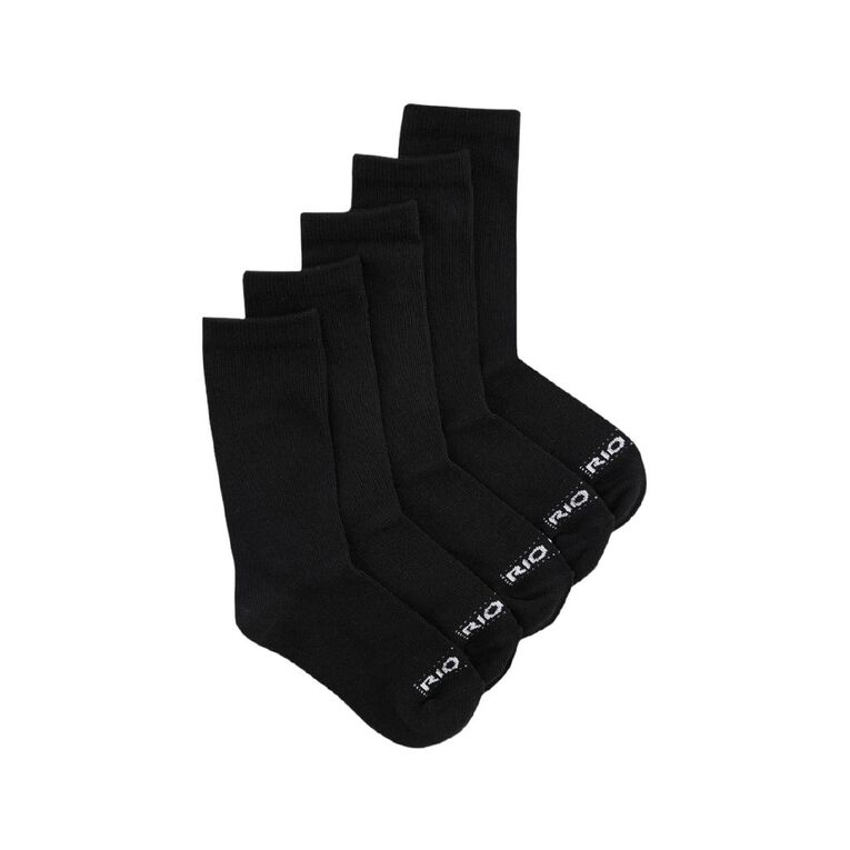 Rio Kids' School Crew Socks 5 Pack Black | The Warehouse