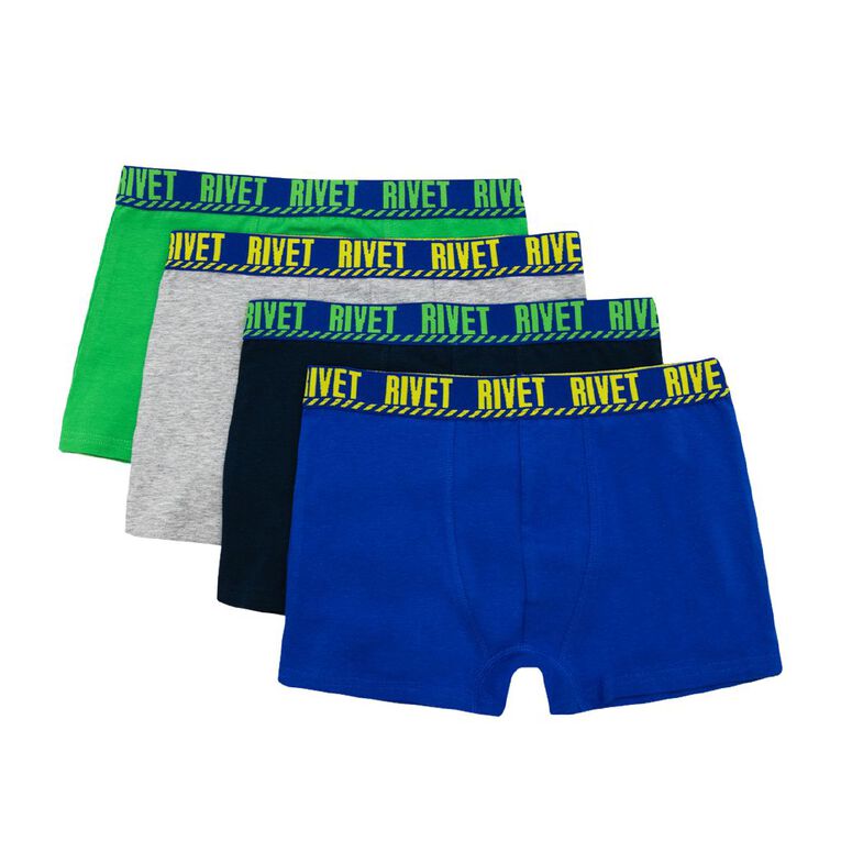 Rivet Boy's Trunks 4 Pack Blue Mid | The Warehouse
