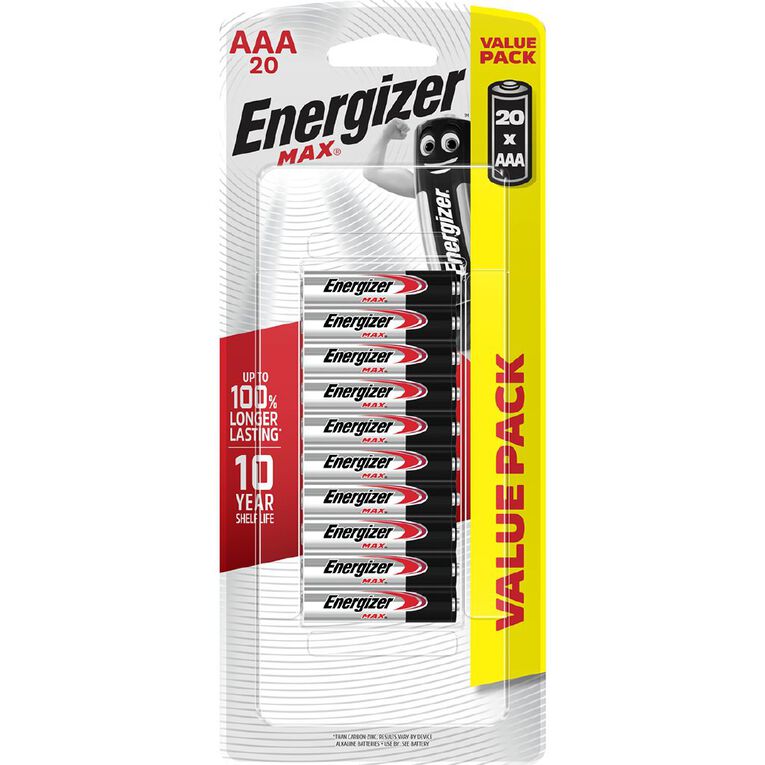 Energizer Max Alkaline Batteries AAA 20 pack | The Warehouse