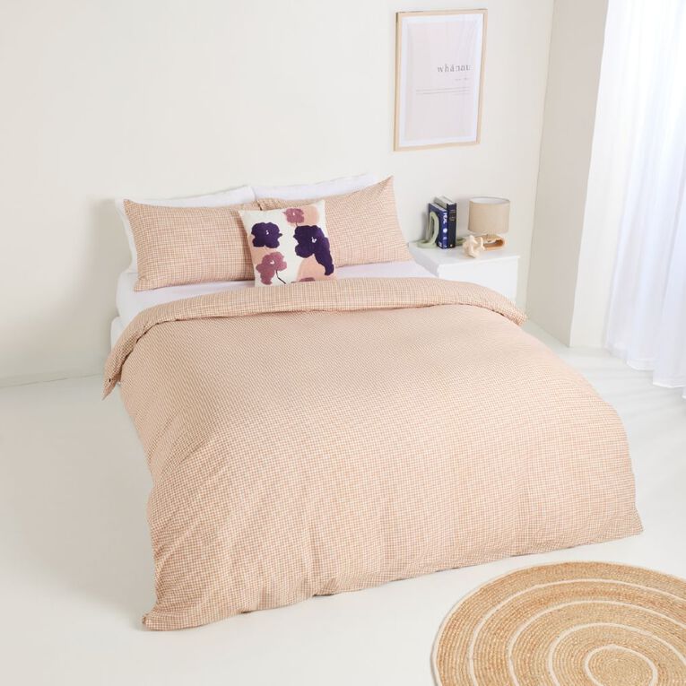 Living & Co Cotton Duvet Cover Set Check Multi-Coloured King Single ...
