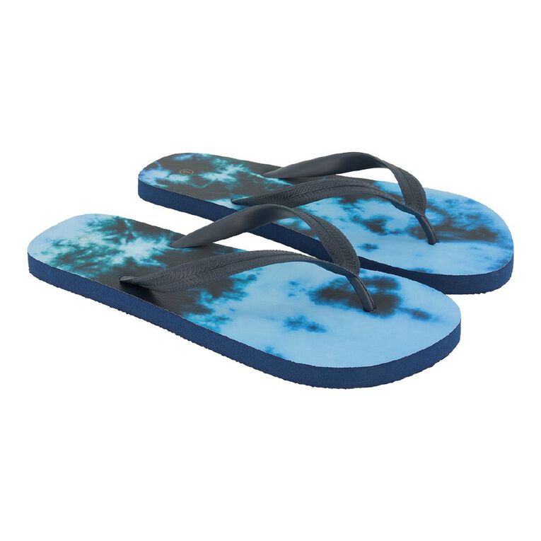 H&H Men's Recycled Printed Jandals Blue Light | The Warehouse