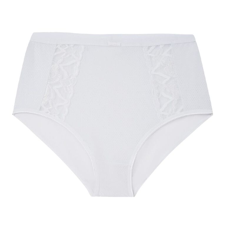 H&H Women's Jacquard And Lace Full Briefs White | The Warehouse