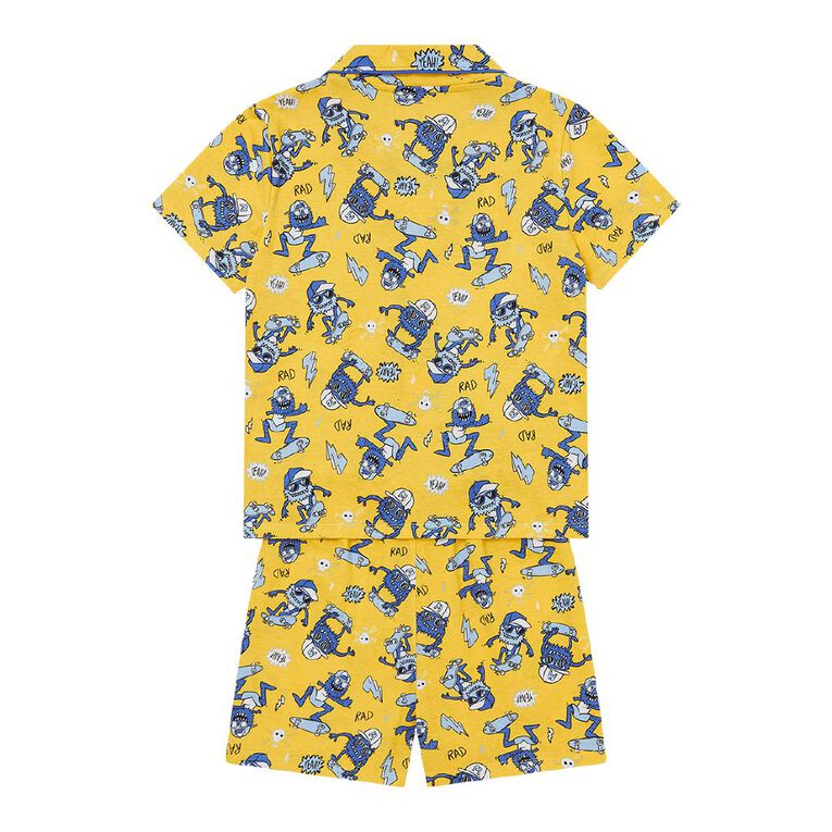 H&H Boys' Button-Up Knit Pyjamas Set Yellow Mid | The Warehouse