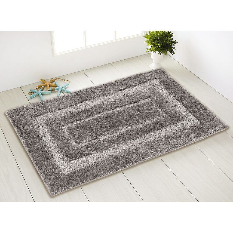 Living & Co Bath Mat Vienna Tufted Microfibre 50cm x 80cm Grey | The ...