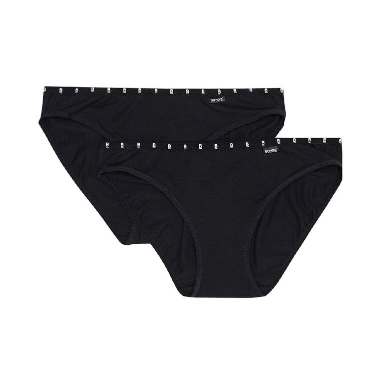 B FOR BONDS Women's Bikini Briefs 2 Pack Black W22 02K | The Warehouse