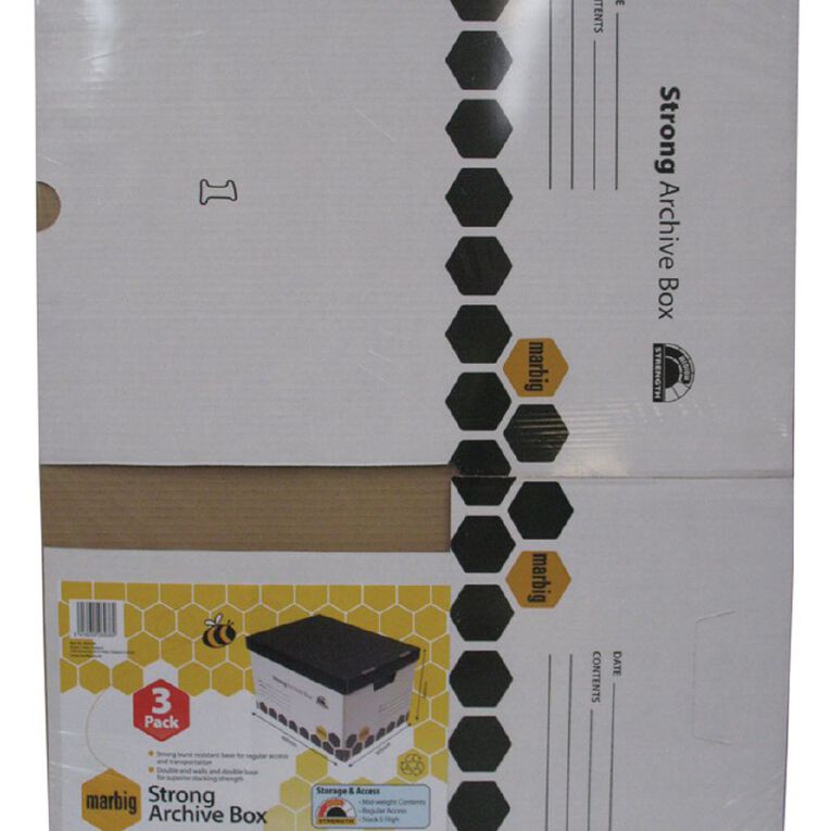 Marbig Archive Strong Boxes 3 Pack Wrapped White | The Warehouse