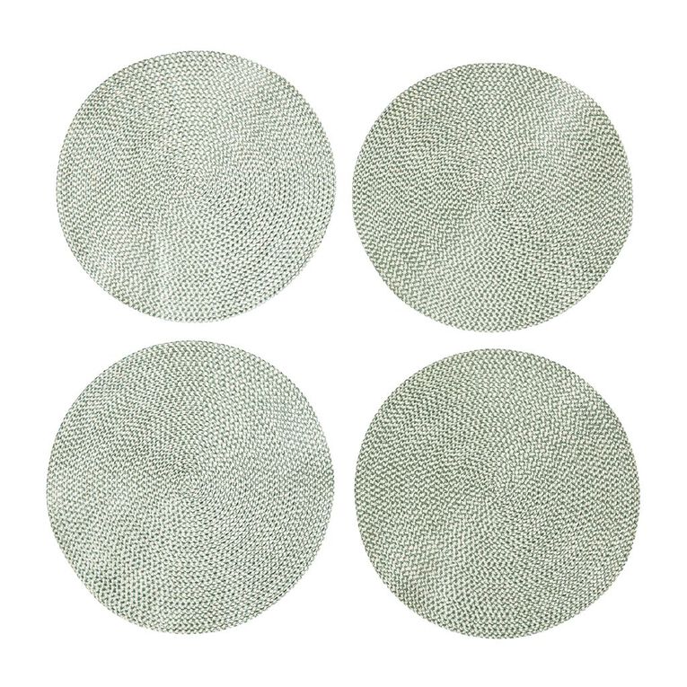 Living & Co Round Woven Placemat Green 4 Pack Green | The Warehouse