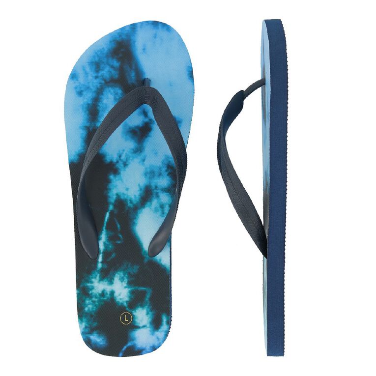 H&H Men's Recycled Printed Jandals Blue Light | The Warehouse