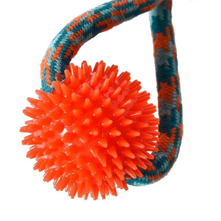 Petzone Rope Toy With Ball 59cm Orange Orange | The Warehouse