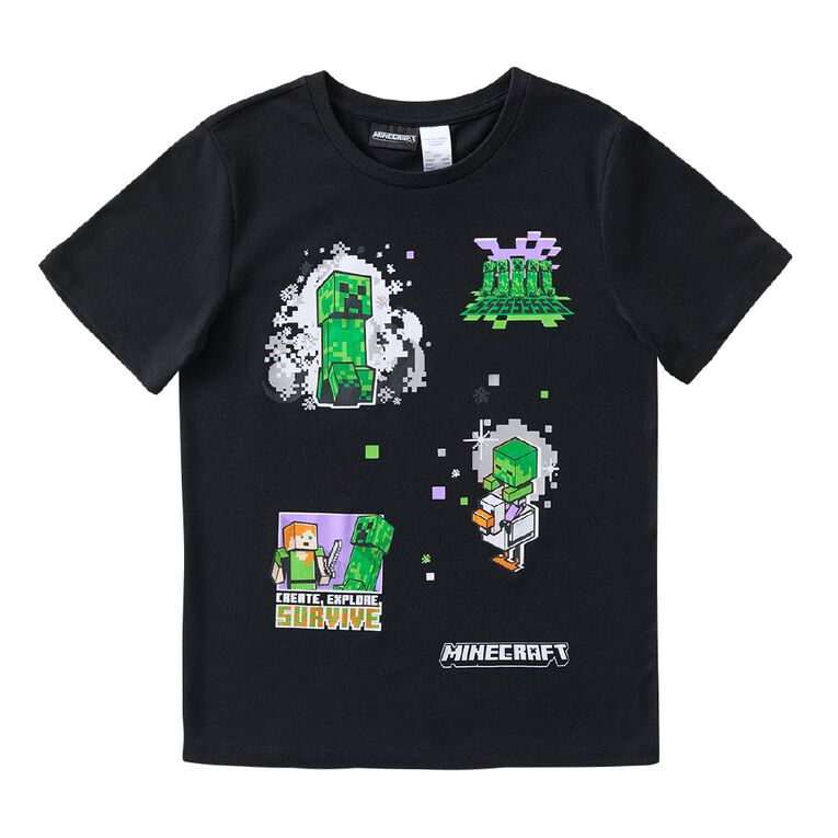 Minecraft Short Sleeve Tee Black | The Warehouse