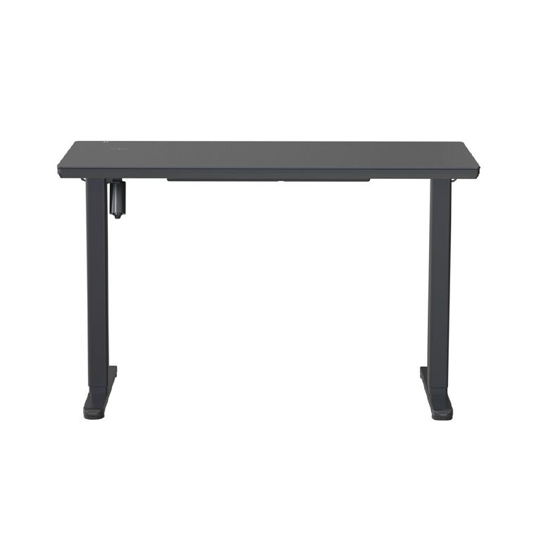 Workspace Height Adjustable Desk 1200W with Drawer Frosted Glass Black ...