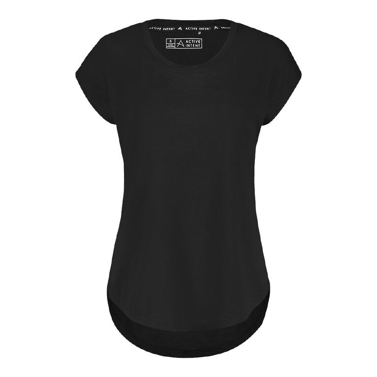 Active Intent Women's Extended Shoulder Core Tee Black | The Warehouse