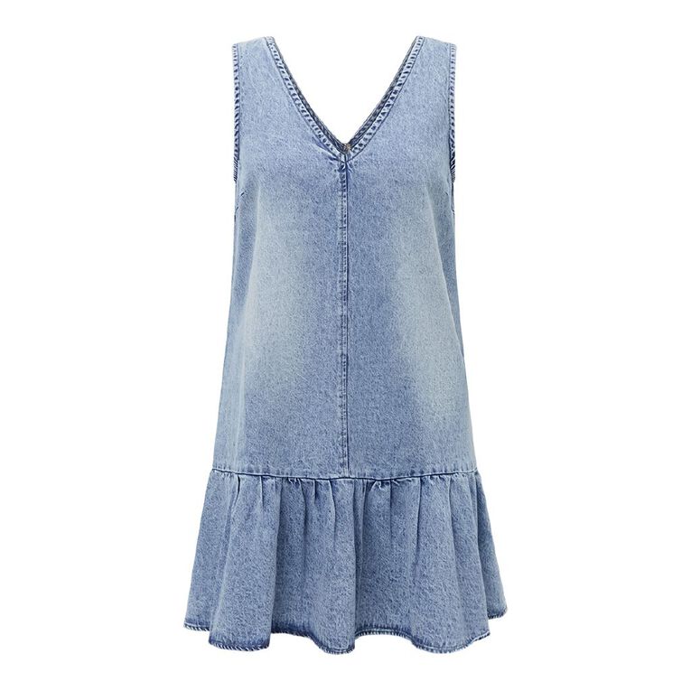 H&H Women's Denim Drop Hem Mini Denim Light | The Warehouse