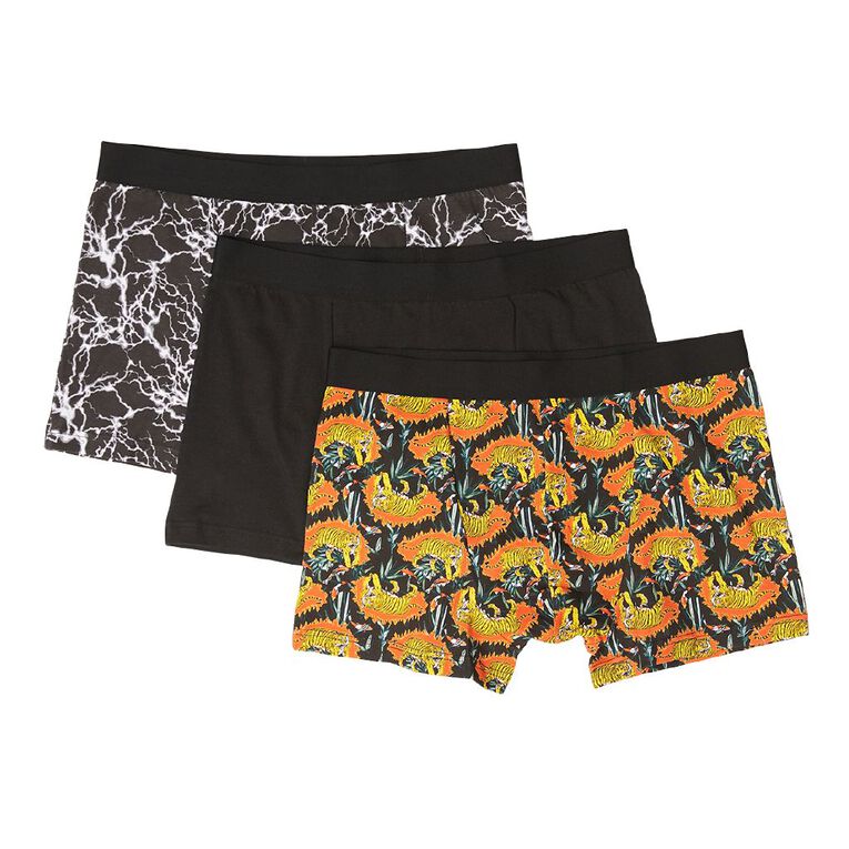 H&H Men's Printed Trunks 3 Pack Black TIGER | The Warehouse