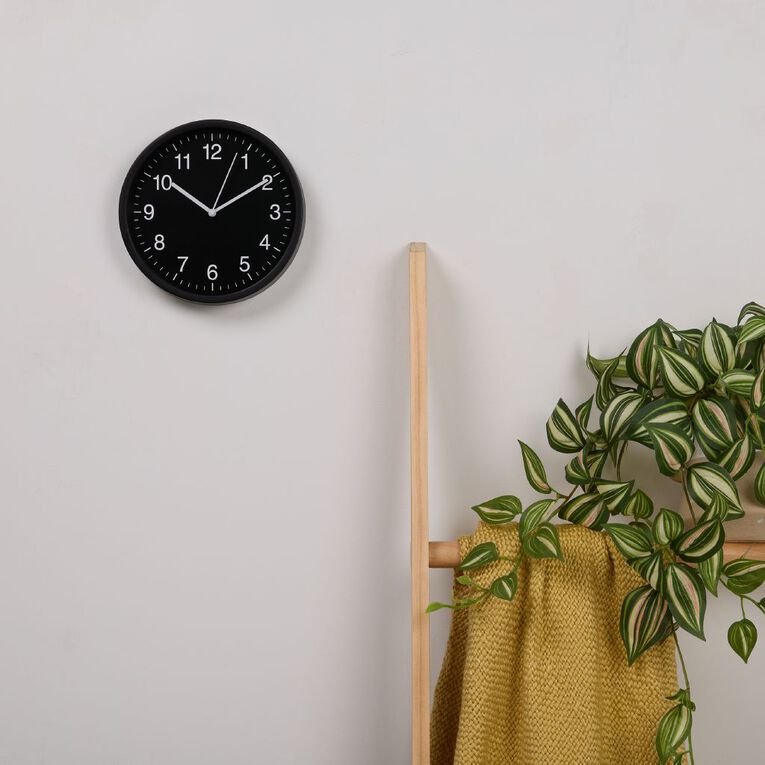Living & Co Classic Wall Clock Black/White 20cm Black/White | The Warehouse
