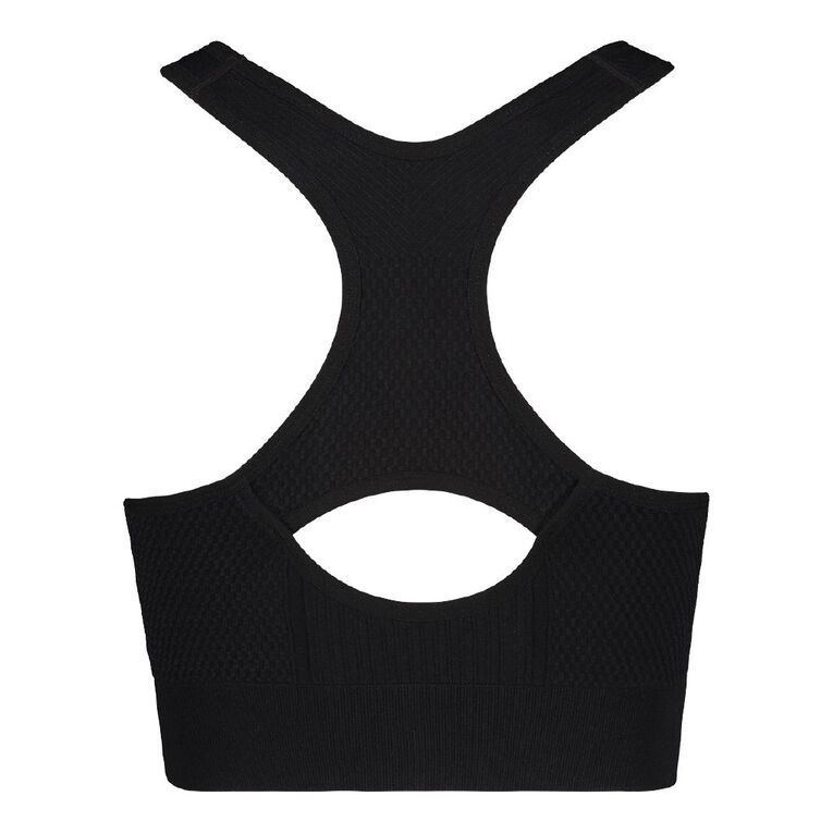 Active Intent Women's Zip Front Wirefree Sports Bra Black | The Warehouse