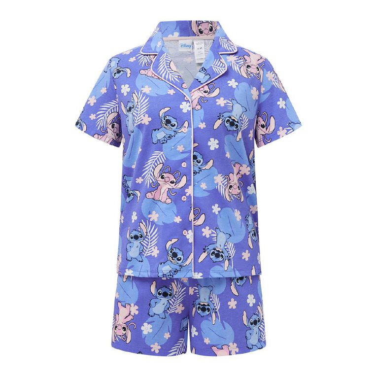 Stitch Women's Short Sleeve Pyjama Set Blue Mid | The Warehouse