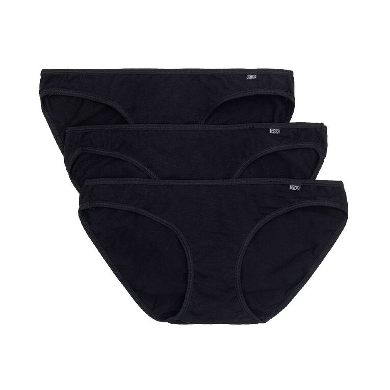 Rio Women's Bikini Briefs 3 Pack Black | The Warehouse