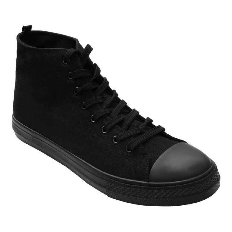 H&H Adults Unisex Freestyle Canvas High Top Sneakers Black | The Warehouse