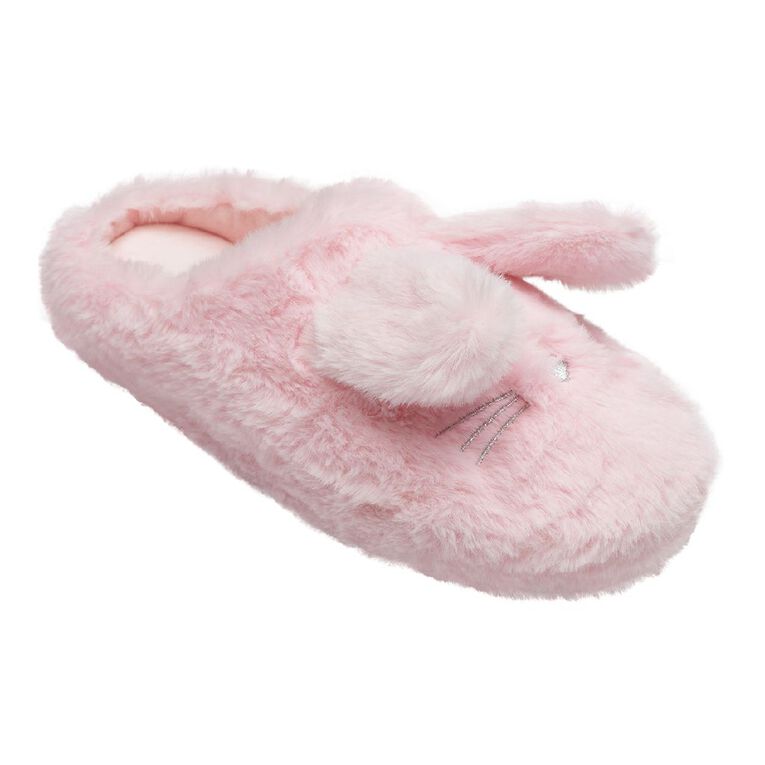 H&H Women's Bunny Scuff Slippers Pink Light | The Warehouse