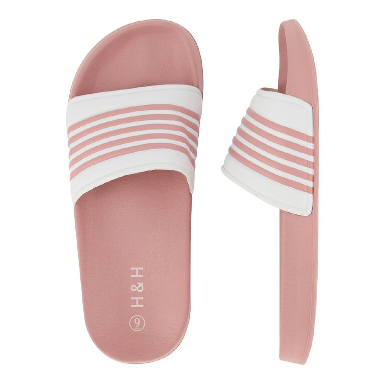 H&H Women's Be Bell Stripe Slides Pink Light | The Warehouse