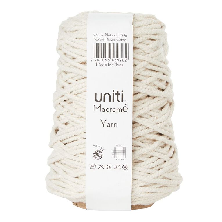 Uniti Macrame Yarn 5mm Natural 500g | The Warehouse