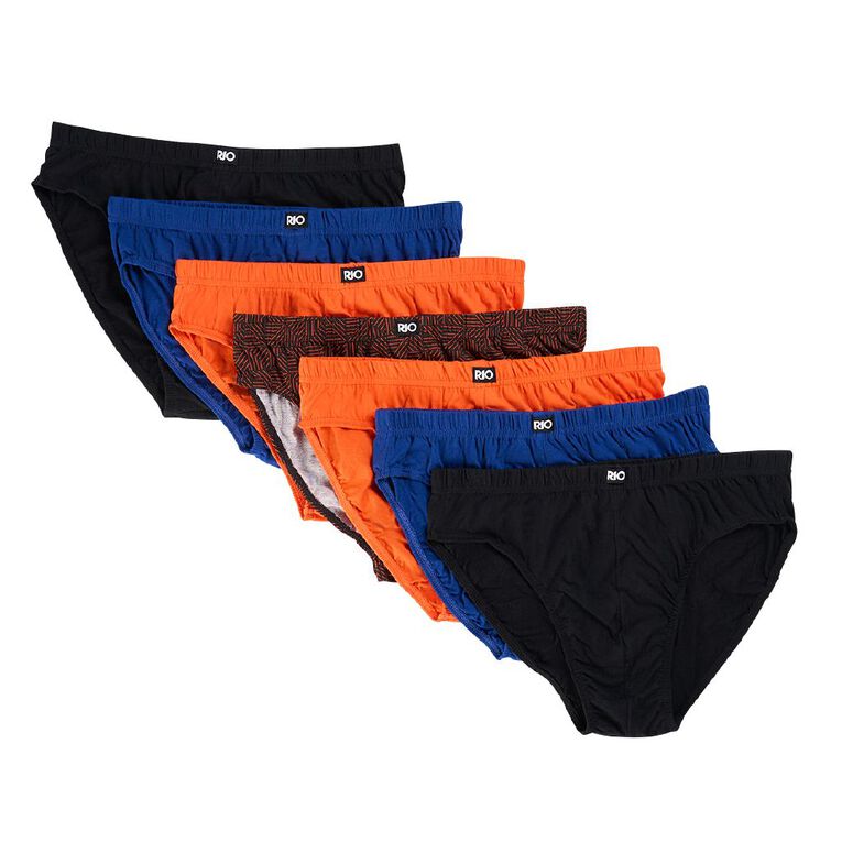 Rio Men's Hipster Briefs 7 Pack Black/Orange | The Warehouse