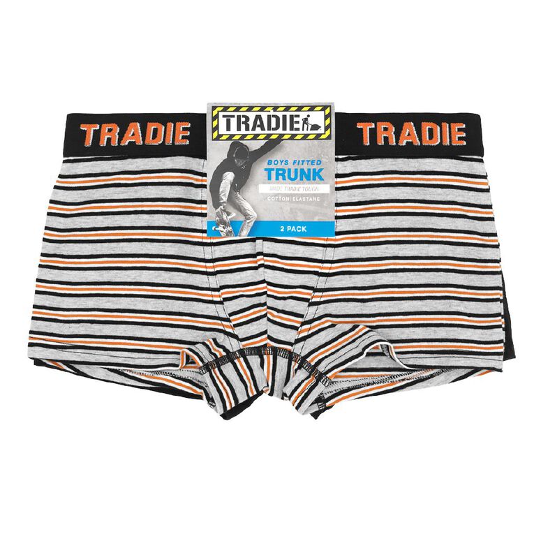 Tradie Boys' Trunks 2 Pack Black/Orange | The Warehouse