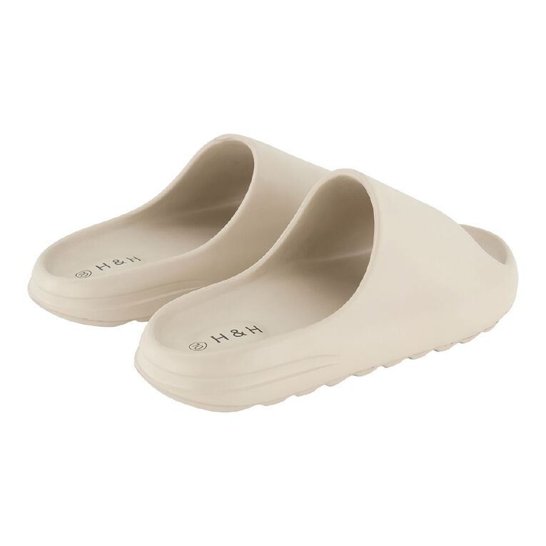 H&H Men's Moulded Slides Taupe | The Warehouse