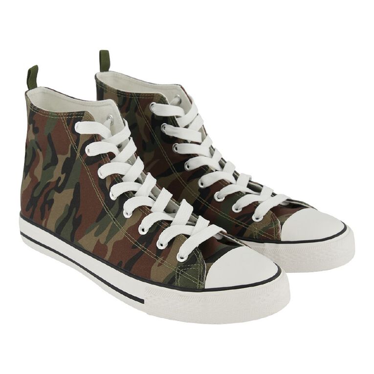 H&H Adults Unisex Freestyle Canvas High Top Sneakers Green Dark | The ...
