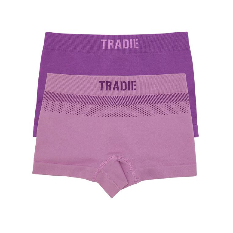 Tradie Girls' Seamfree Shortie 2 Pack Purple | The Warehouse
