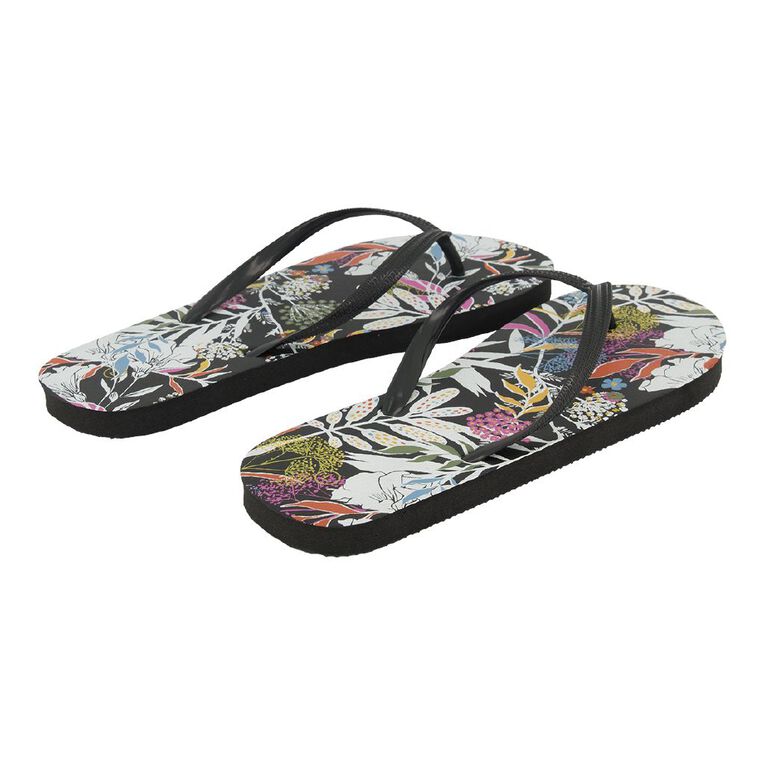 H&H Women's Recycled Printed Jandals Black PARADISE | The Warehouse