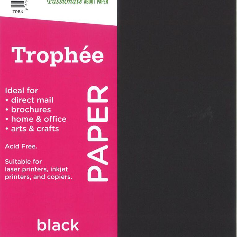 Trophee Paper 80gsm Black A4 30 Pack Black | The Warehouse