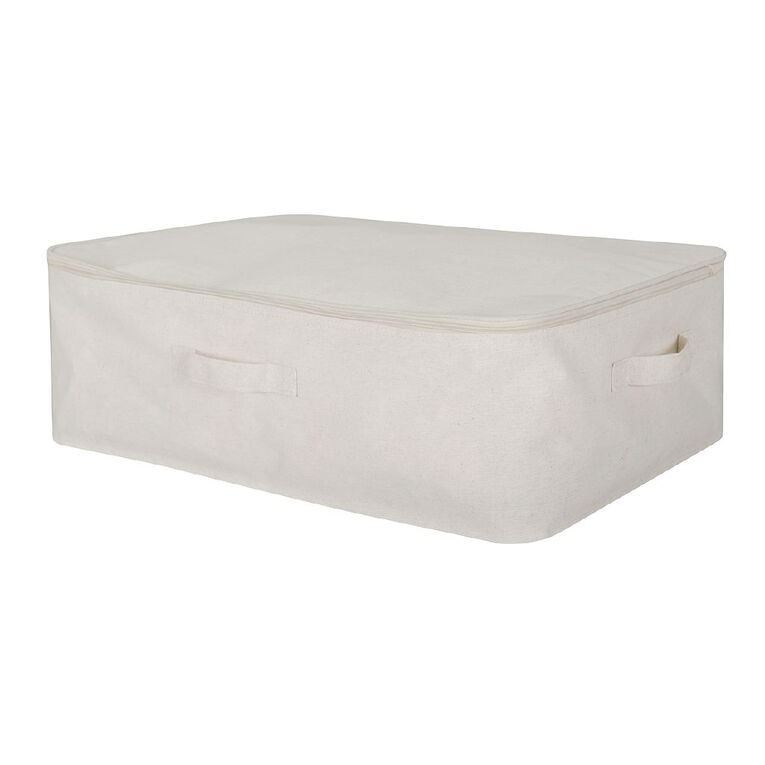 Living & Co Linen Blend Soft Storage Case with Zip Cream Medium Cream ...