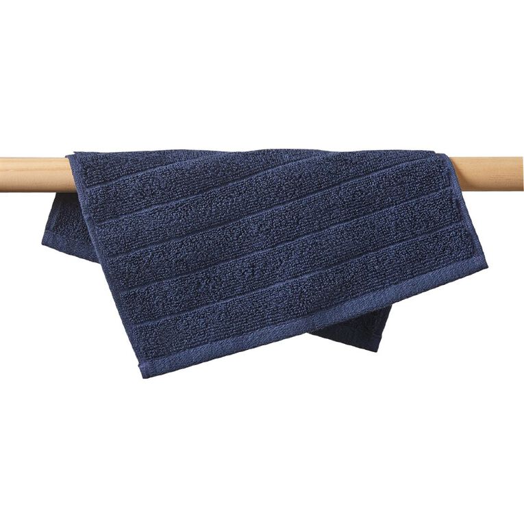 Living & Co Organic Cotton Face Cloth Rib 30cm x 30cm Navy | The Warehouse