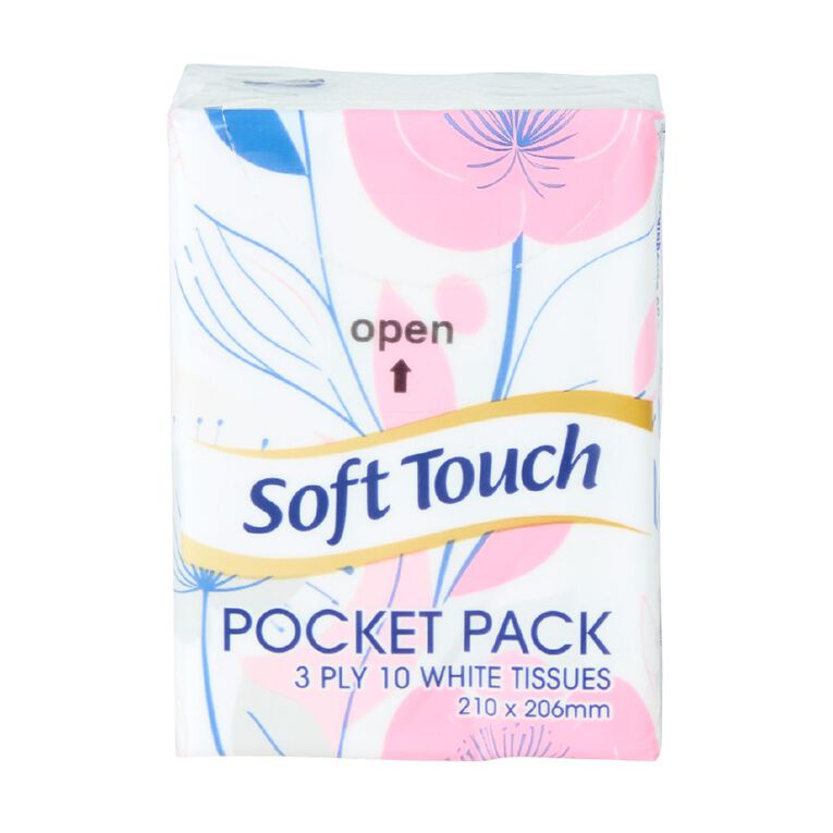 Soft Touch Travel Facial Tissues 3-ply 6 Pack | The Warehouse