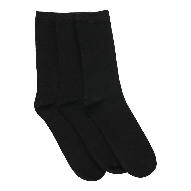 H&H Men's Bamboo Crew Socks 3 Pack Black | The Warehouse